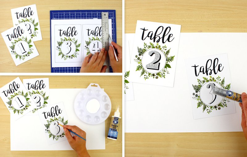 DIY Glitter Table Numbers